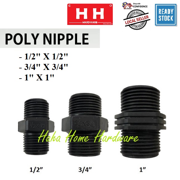 Poly Nipple ; Dua Benang ( 1/2";15mm , 3/4";20mm & 1";25mm ) | Shopee ...
