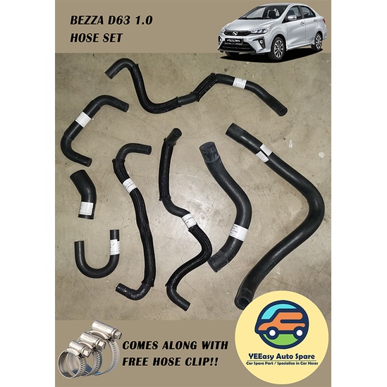 PERODUA BEZZA D63 1.0 / 1.3 - RADIATOR & BY PASS HOSE SET | Shopee Malaysia