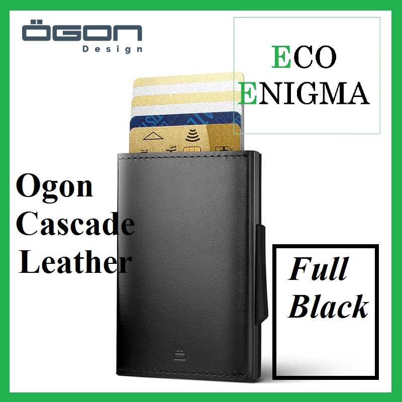 Cascade Slim Wallet by Ogon Designs (Full Black) aluminium and leather ...