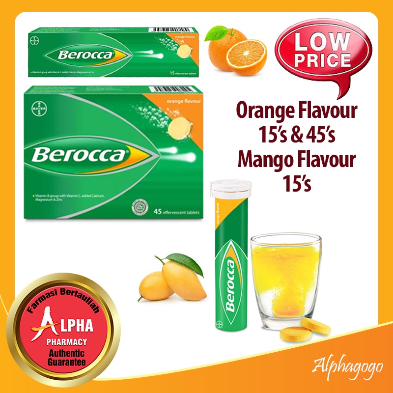 Berocca Effervescent Tablets Orange / Mango (15 Tablets / 30 Tablets ...