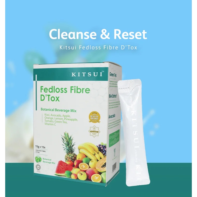 Kitsui Fedloss Fibre D'Tox (15 sachets x 15g) Natural Detox Botanical ...