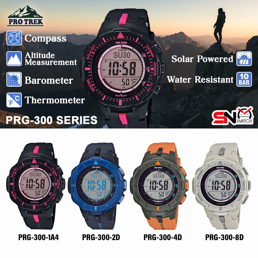 Casio Protrek PRG-300 Triple Sensor Tough Solar Digital Resin Band Men Sport Watch Jam Tangan ...