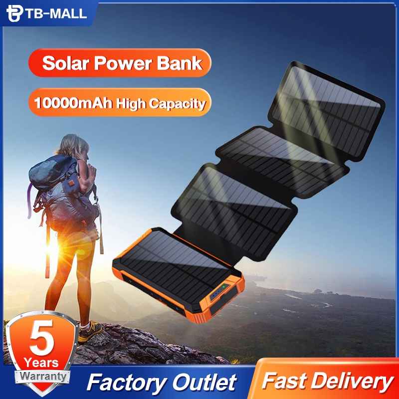Solar Power Bank Fast Charging LED Light Portable Phone Charger ...