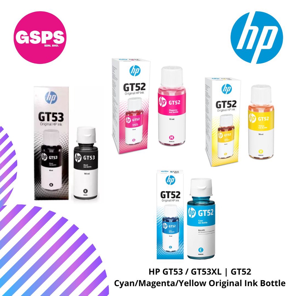 HP GT53 / GT53XL | GT52 Cyan/Magenta/Yellow Original Ink Bottle ...