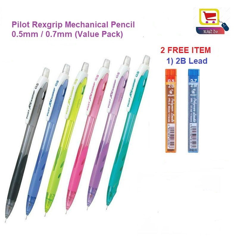 Pilot Rexgrip Mechanical Pencil FREE Lead ( 0.5mm / 0.7mm) Value Pack | Shopee Malaysia