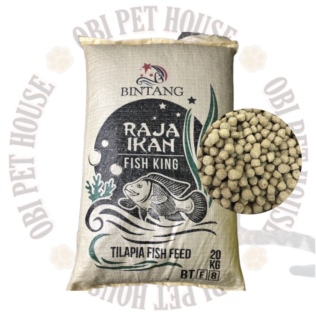 [20KG] E8 Makanan Ikan Tilapia Raja Ikan Cap Bintang BT E8 20kg Fish ...