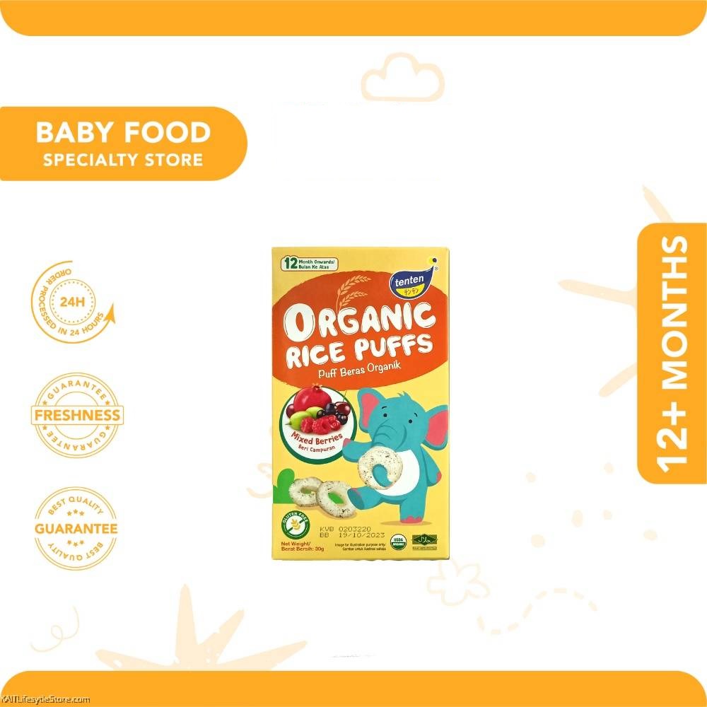 TENTEN Organic Baby Rice Puff 30g (12m+) [HALAL] | Shopee Malaysia