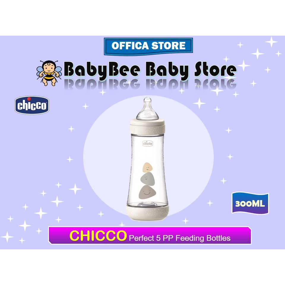Chicco Perfect5 PP Feeding Bottle-300ml(Silicone Teat-Fast Flow Teat 4M+) | Shopee Malaysia