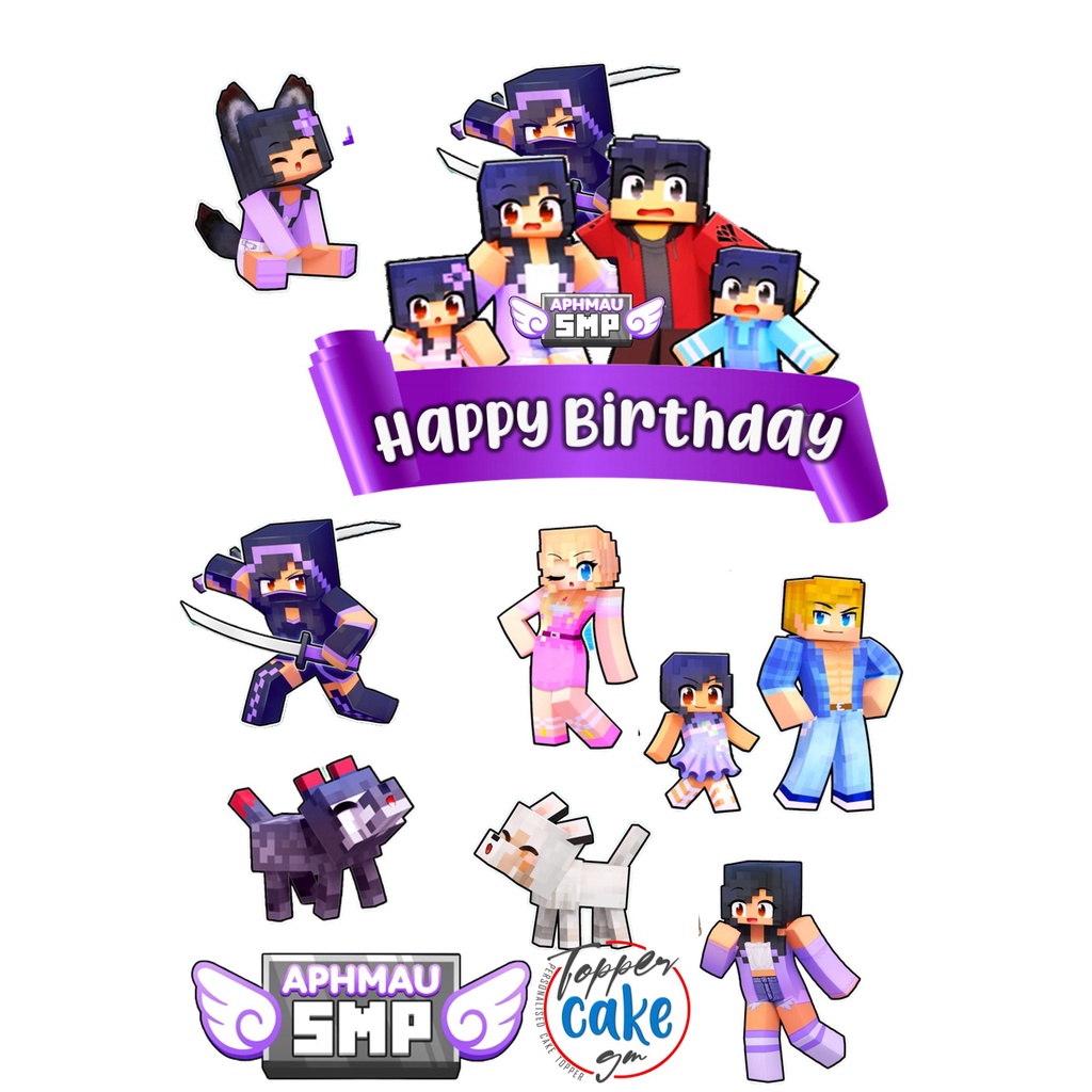 APHMAU MINECRAFT Topper Cake (CUSTOM NAME) | Shopee Malaysia