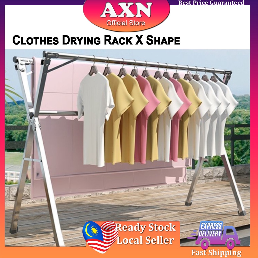 Clothes Drying Rack X Shape Foldable Rak Baju Laundry Coat Rack Clothes ...