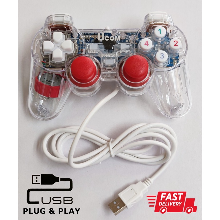 USB 2.0 Transparent PC Vibration Joypad Gamepad | PC Game Digital ...