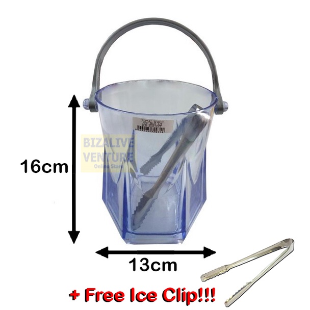 Plastic ice Bucket & Clip (1000ml) Ice Cube Container | Plastic Ice ...