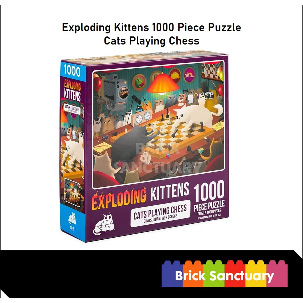 Exploding Kittens : 1000 Pieces Jigsaw Puzzle - Cats Playing Chess ...