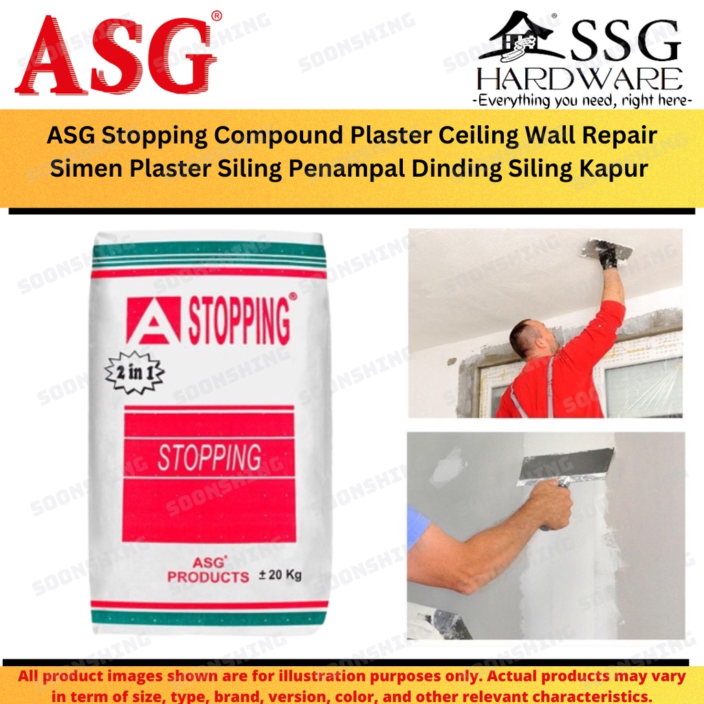 SSG400 20KG ASG Stopping Compound Plaster Ceiling Wall Repair Simen ...