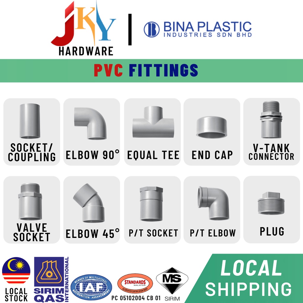15MM/ 20MM/ 25MM / PVC Fittings - Socket/Elbow/Tee - P/T Socket Elbow/Valve Socket/Plug/End Cap ...
