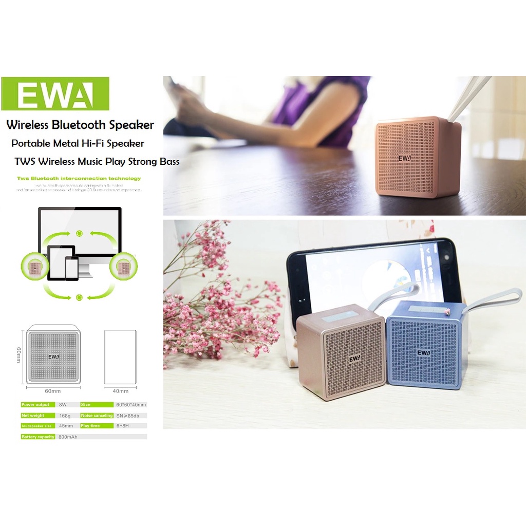 EWA A105 Portable Bluetooth Speaker Metal HIFI Speakers TWS Wireless Music Player Strong Sound ...