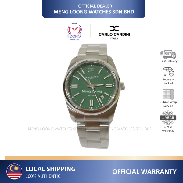 Carlo Cardini 915G-SS-6 Green Dial 40mm Sapphire Glass Quartz Men ...
