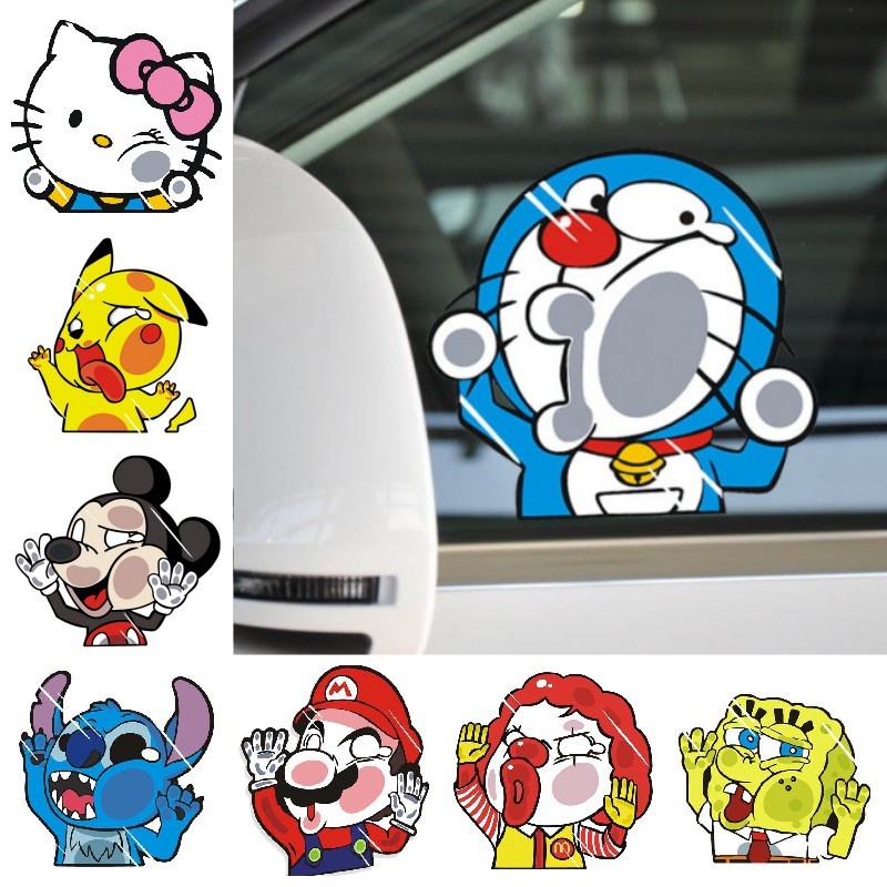 Car Stickers Doraemon Hello Kitty Pikachu Mickey Mouse Mario Bear ...