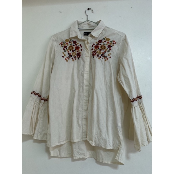 Blouse ROPE Tops Cream Flower Floral Casual Office Wear Preloved Bundle ...