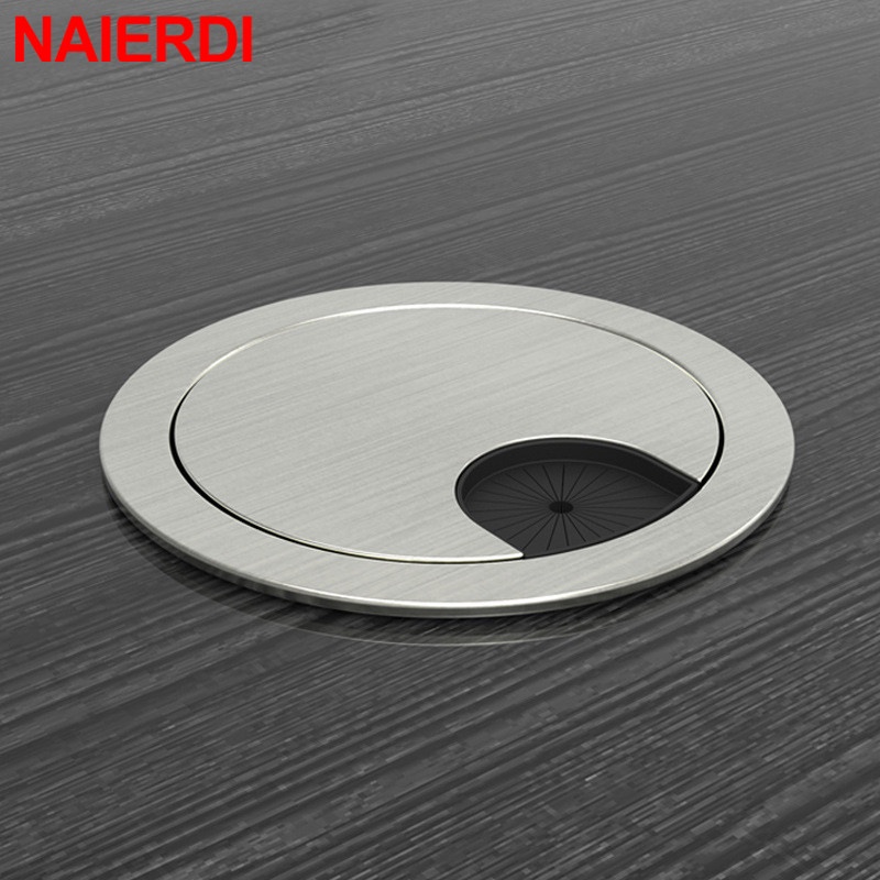 NAIERDI 50/53/60/80mm Cable Hole Cover Zinc Alloy Round Table Wire Hole ...