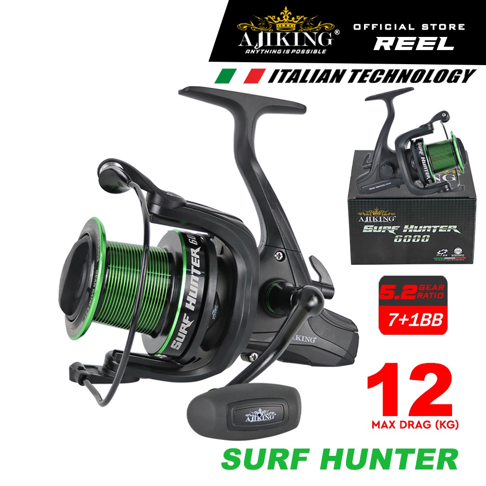 Ajiking Surf Hunter 6000 7+1BB Long Cast Saltwater Surf Fishing Reel ...