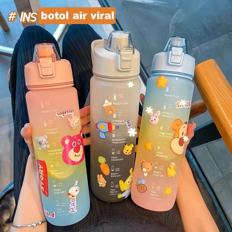 [Free Sticker] 1000ml large-capacity gradient botol air viral botol air ...