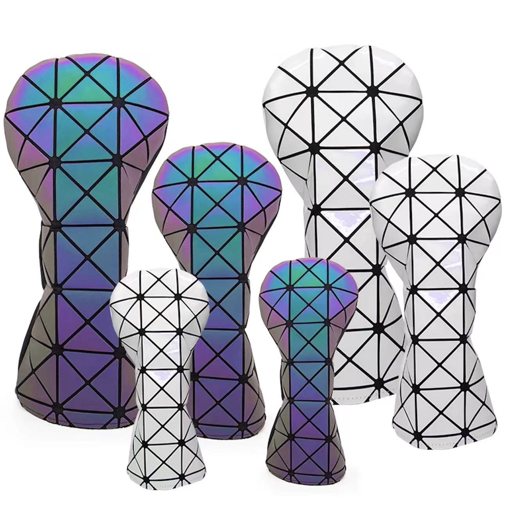 White Laser Premium Leather Head Covers Set Golf Club Headcovers for ...