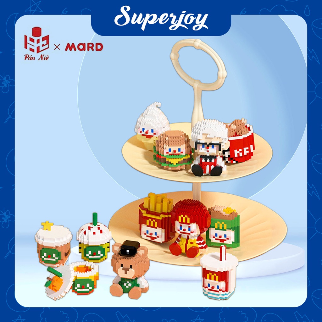 PANNIE Mini Blocks 4in1 Fast Food Restaurant Series KFC MCD Bear Cafe ...