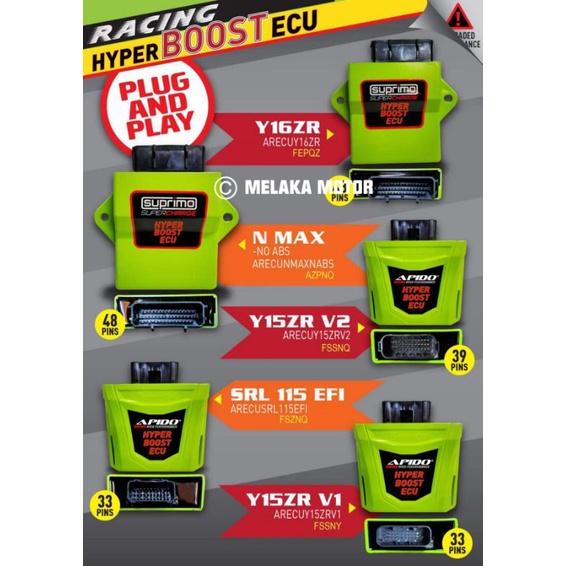 APIDO SUPRIMO RACING HYPER BOOST ECU PNP NO NEED DYNO AND CUT OFF Y15V1 ...