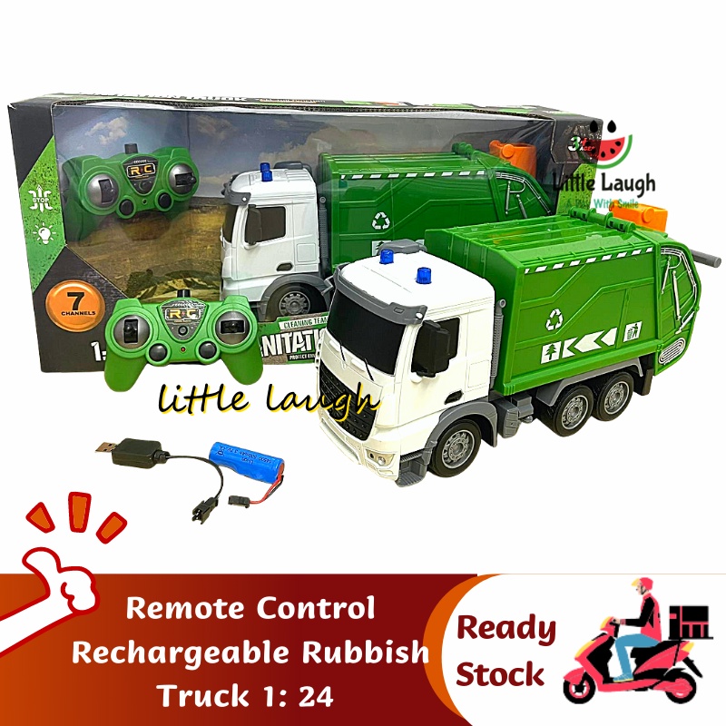 Remote Control Rubbish Truck 1: 24 Mainan Lorry Sampah Sanitation truck ...