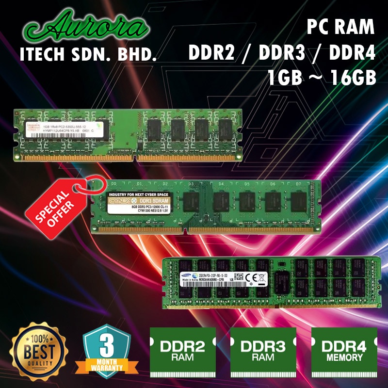 PC DDR2 / DDR3 / DDR4 RAM , 2GB ~ 8GB RAM ( REFURBISHED ) | Shopee Malaysia