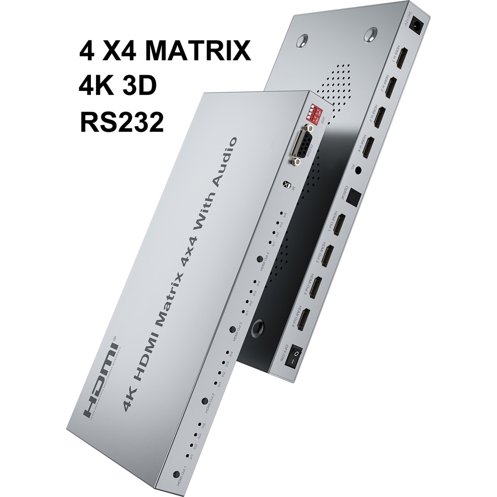 4K 4x4 HDMI Matrix Switch 1080p 60hz 4 Port HDMI Switcher Splitter 4 In ...