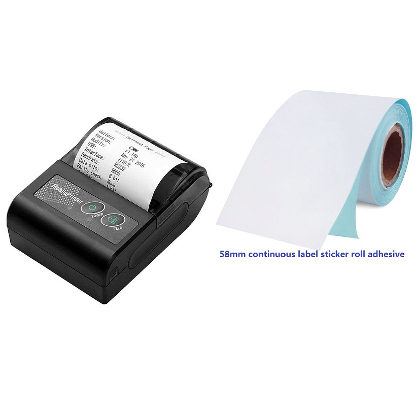 58mm continuous label sticker roll for 58mm mobile thermal printer ...