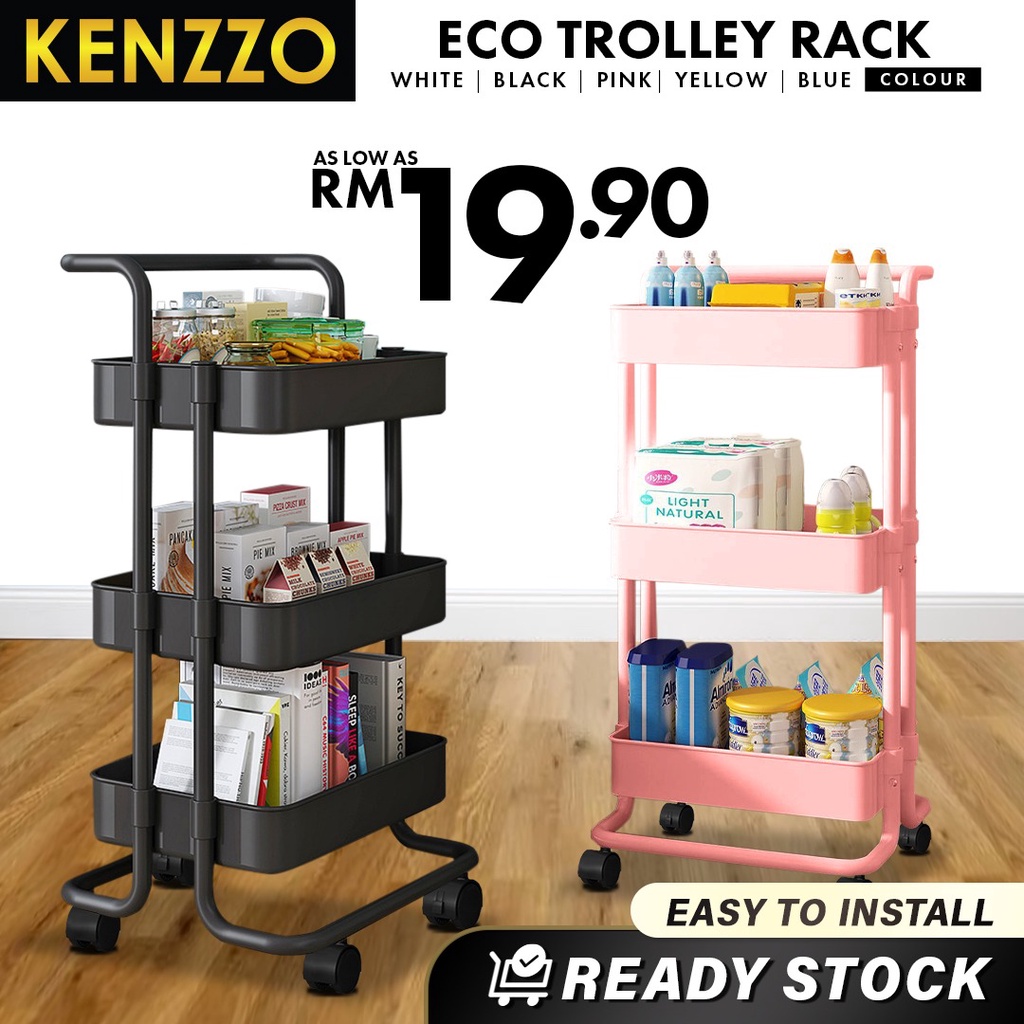 Kenzzo!!! 3 Tier Trolley Trolly Storage Racks Office Shelves Home ...