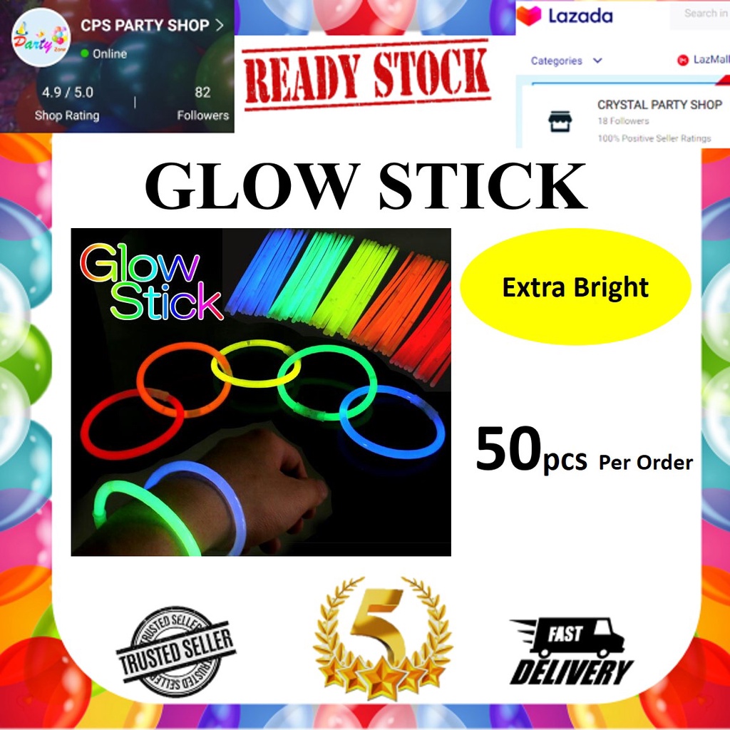 Glowstick 50pcs EXTRA BRIGHT Version - 50pcs Per Box - Glow Stick ...