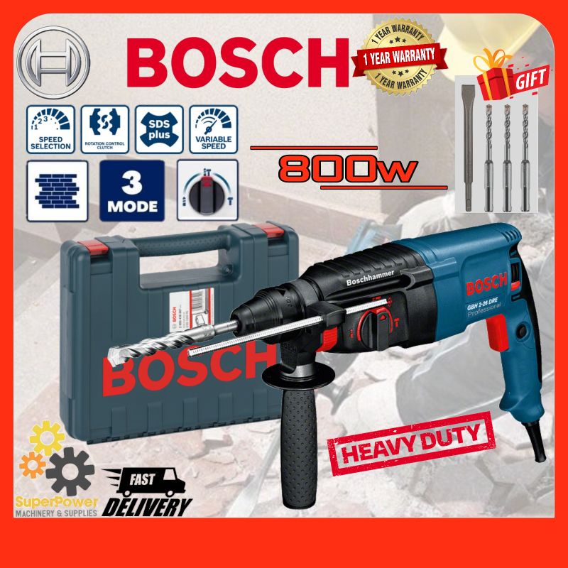 BOSCH GERMANY GBH 2-26 DRE 800w Rotary Hammer Drill | Shopee Malaysia