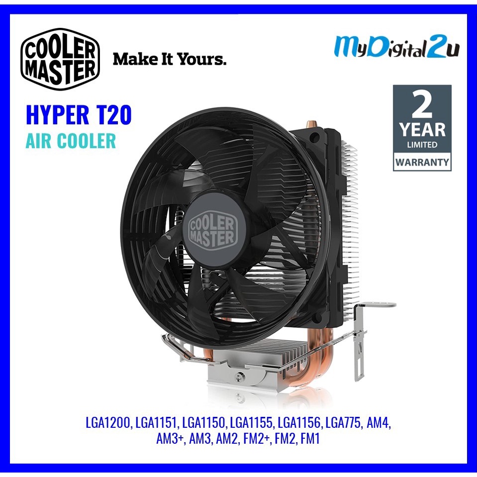 Cooler Master Hyper T20 Compact CPU Air Cooler, 95mm Fan for AMD Ryzen ...