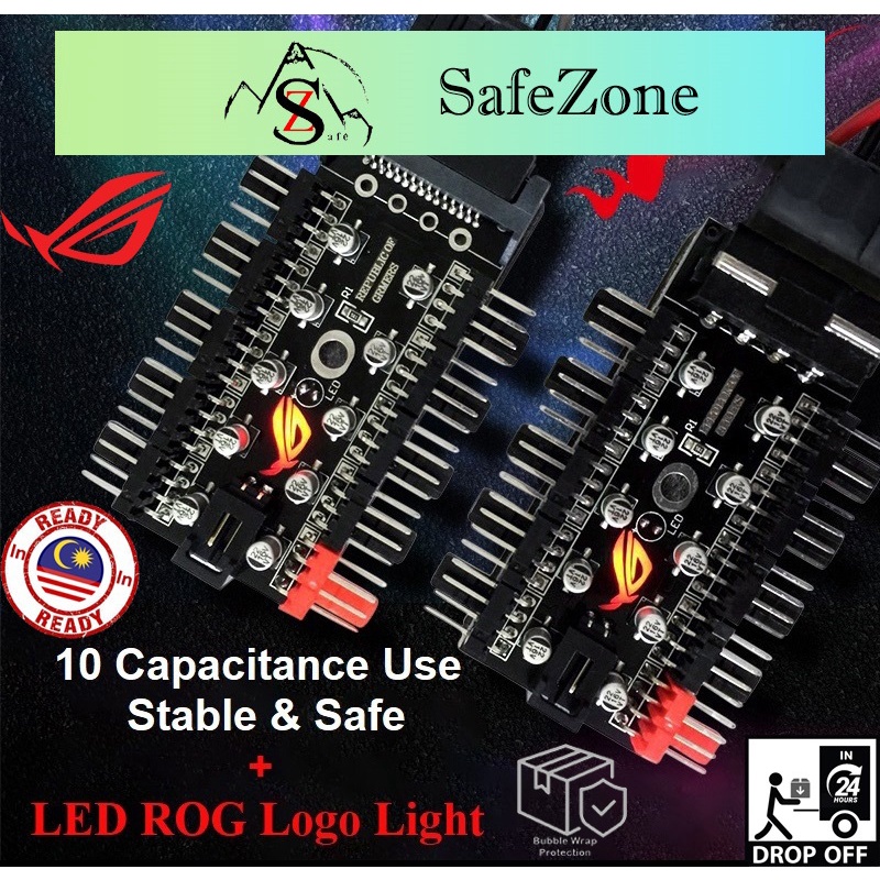ROG Fan Hub, PWM 4pin / 3pin Fan Splitter Hub Splitter For 12V Desktop Computer 10 Port 12V SATA ...