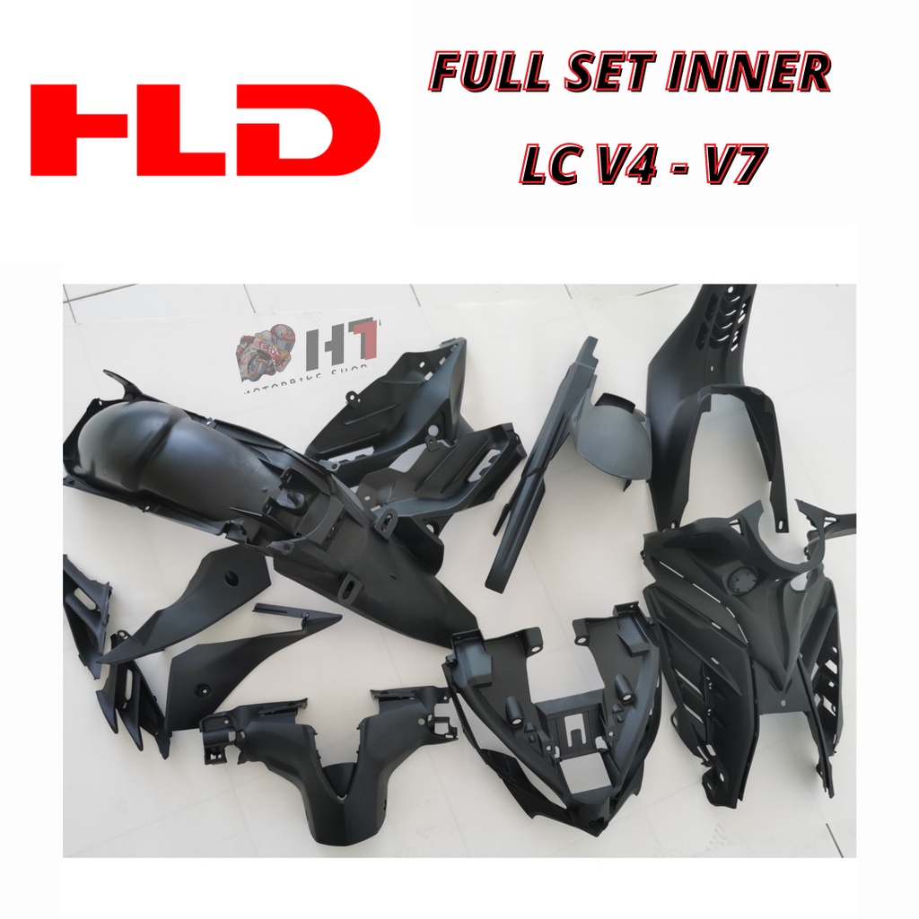 LC135 NEW V2 V3 V4 V5 V6 V7 YAMAHA COVER HITAM BLACK INNER COVER FULL COMPLETE SET 12 PCS HLD ...