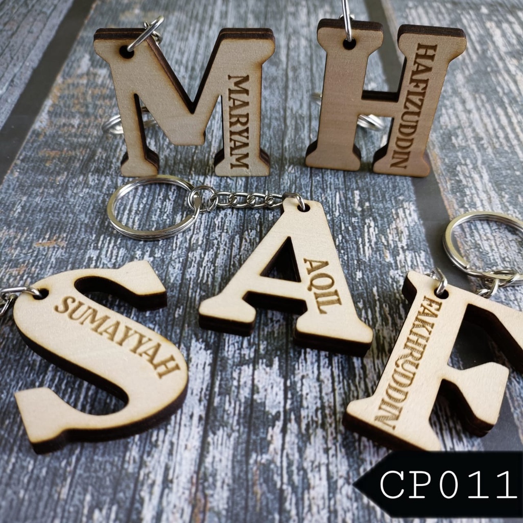 (CP011) Alphabet Keychain Custom Name Customized Keychain Engrave ...