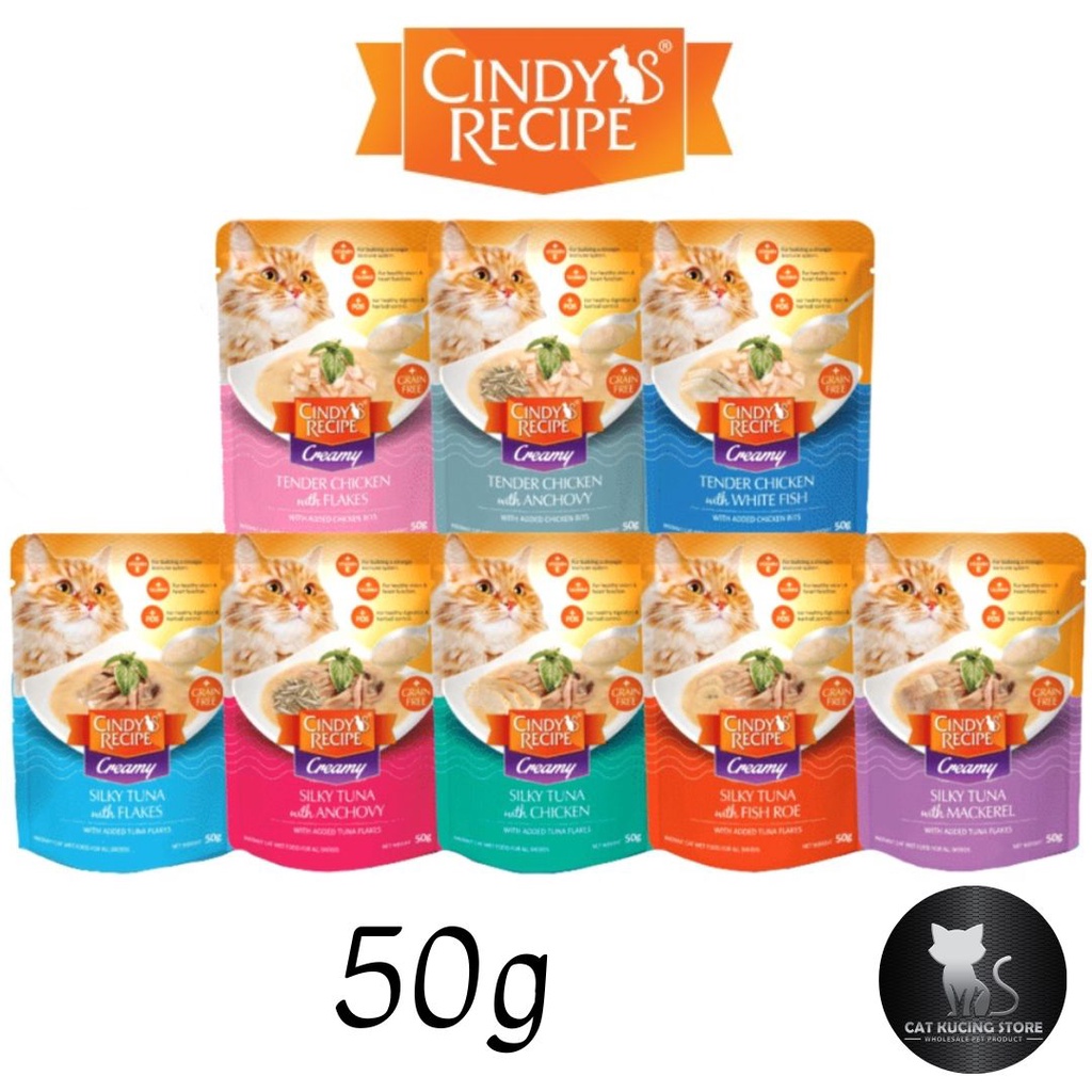 New Stock! Cindy's Recipe Creamy Cat & Kitten Pouch Wet Food (50g) | Shopee Malaysia