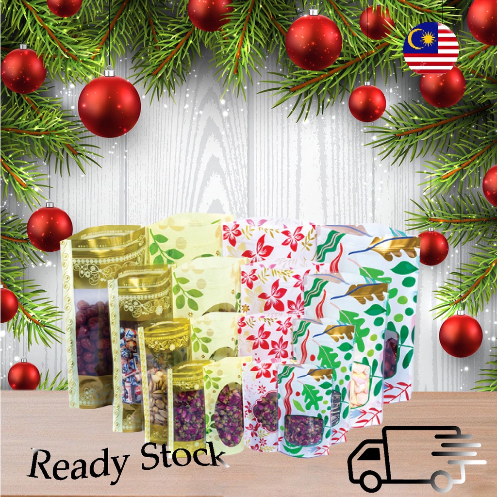18cm X 26cm + 4cm Flower Zipper Stand pouch/Bunga Zip Lock Stand Bag ...