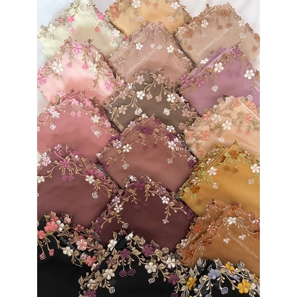 PART 5 | Classic Sulams Square | Kuntum | Bawal Sulam Klasik Cotton ...