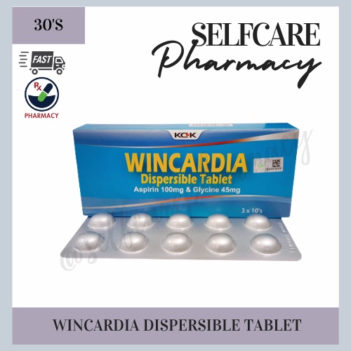 (30'S) WINCARDIA DISPERSIBLE TABLET 3 X 10'S (ASPIRIN 100MG & GLYCINE ...
