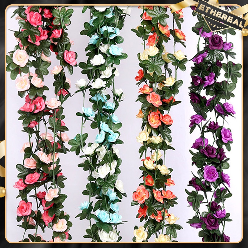 2.5m Fake Rose Vine Flowers Garland Plant Artificial Flower Hanging ...