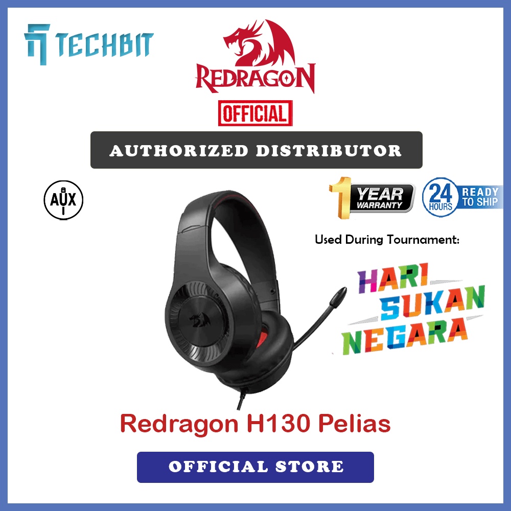 Redragon H130 Pelias Gaming Headset 40mm Driver Aux connection Mic ...