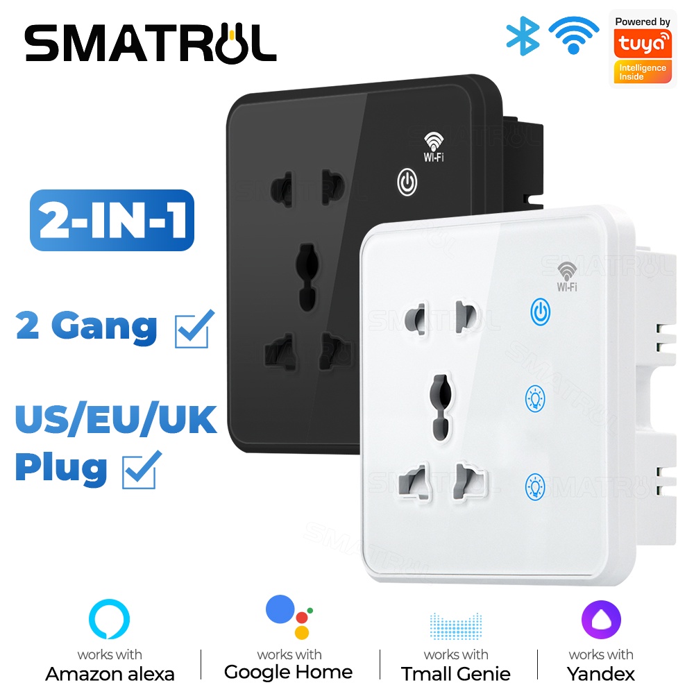 SMATRUL Tuya Wifi Wall Smart Socket 2Gang Switch Light Touch US EU UK ... SMATRUL Tuya Wifi Wall Smart Socket 2Gang Switch Light Touch US EU UK ...