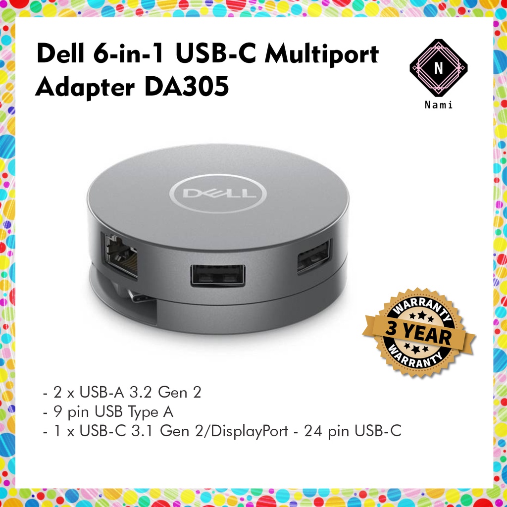 Dell 6-in-1 USB-C Multiport Adapter DA305 | Shopee Malaysia