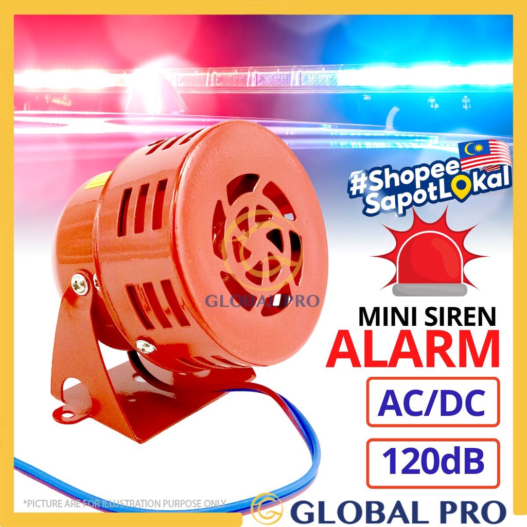 Mini Motor Siren AC240V / DC24V Horn Home Alarm House Lorry Red Metal ...