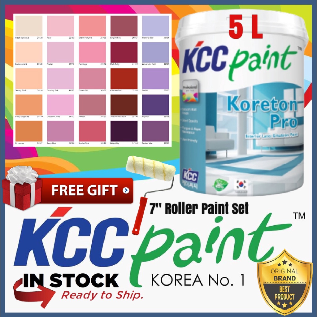 SINAR 5 LITER KCC PAINT KORETON PRO INTERIOR EMULSION MATT FINISH / CAT DINDING DALAM RUMAH TAK ...